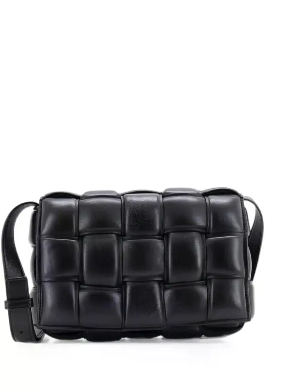 Bottega Veneta Cassette Padded Maxi Intrecciato Leather Crossbody Bag - Black