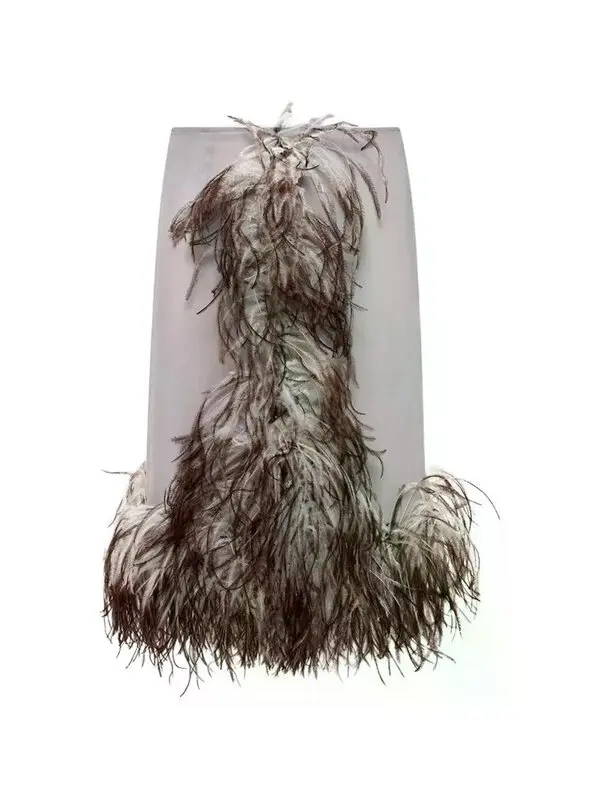 16Arlington Flora Feather-trim Midi Skirt - Green
