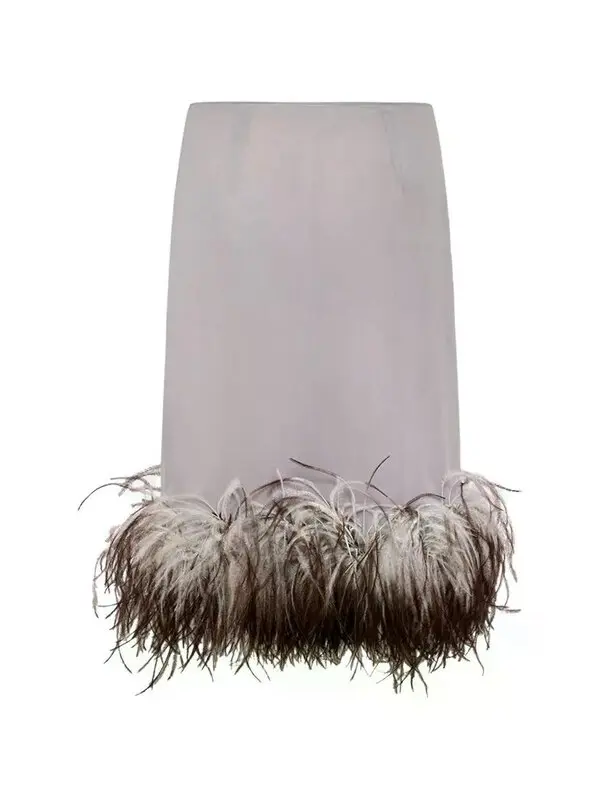 16Arlington Flora Feather-trim Midi Skirt