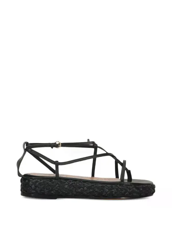 Red Valentino Braided-sole Cage-strap Sandals - Black