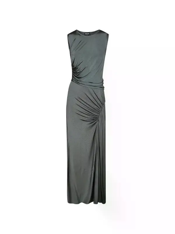 Giorgio Armani Crystal-embellished Ruched Maxi Dress - Grey