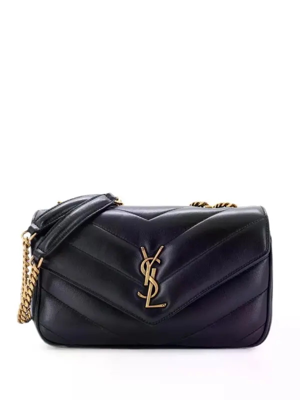 Saint Laurent Loulou Nm Shoulder Bag Matelasse Chevron Leather Small Crossbody Bag - Black