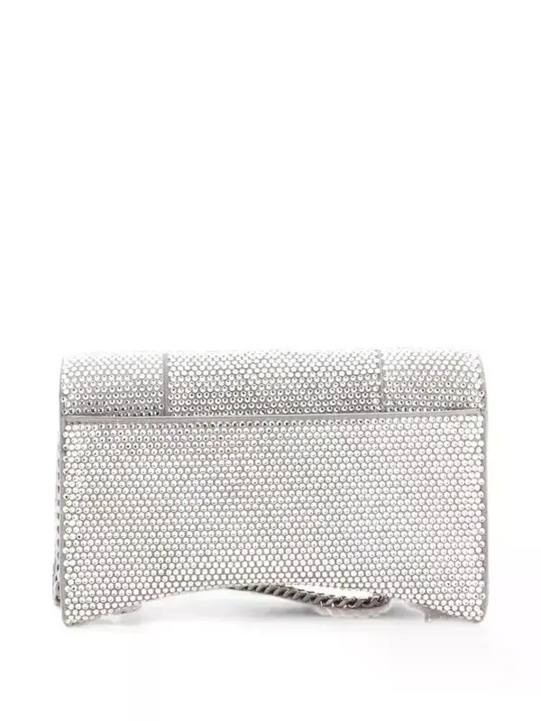 Balenciaga Hourglass Chain Wallet Suede With Crystals Crossbody Bag - Metallic