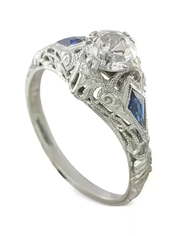 LB EXCLUSIVE 18k White Gold Diamond And Sapphire Ring - Silver
