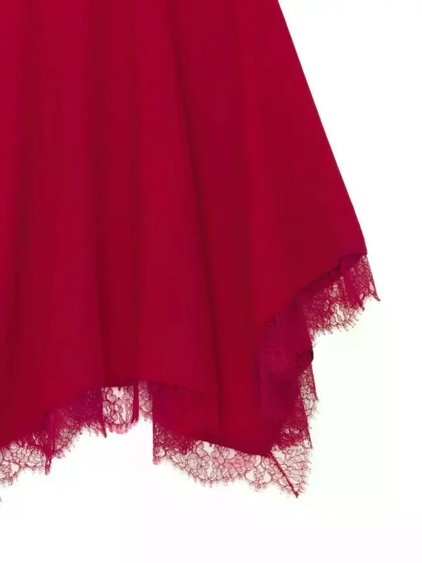 Alexander McQueen Lace Trim A-line Dress - Red
