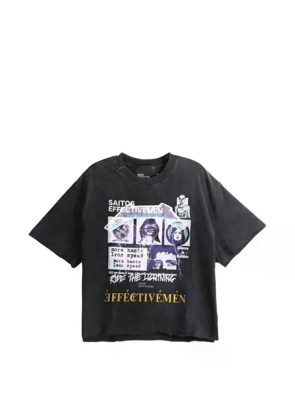 SAITOS Metallica Graphic-print Cotton T-shirt - Grey
