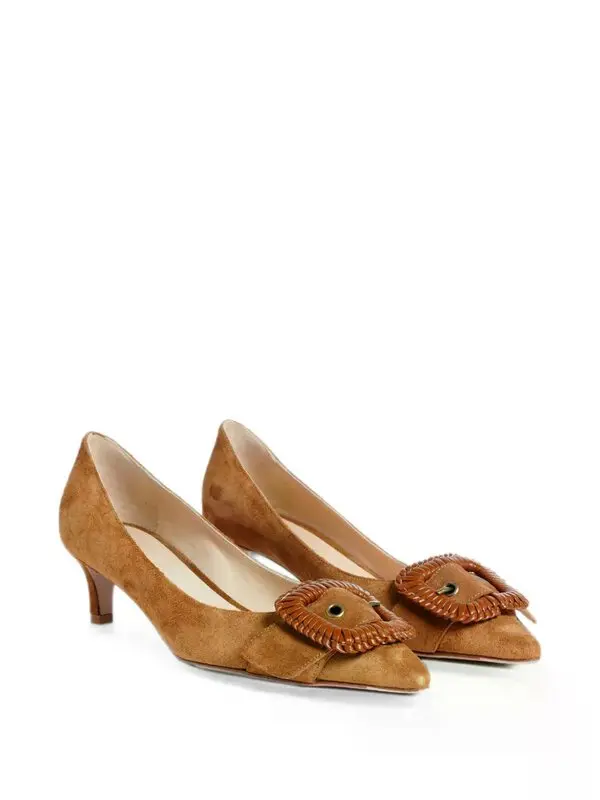 Roberto Festa Sirio Braided-buckle Suede Heeled Pumps - Brown