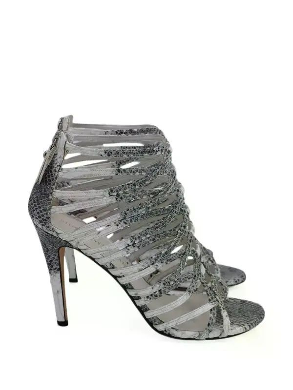 STUART WEITZMAN Loops Python-embossed Sandals - Grey