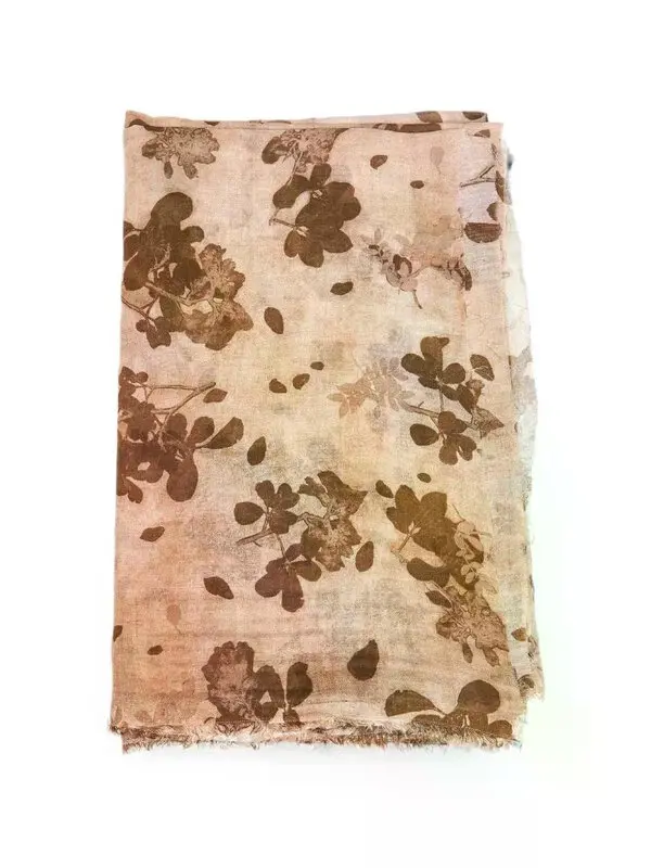 UMA WANG Floral-print Frayed Scarf