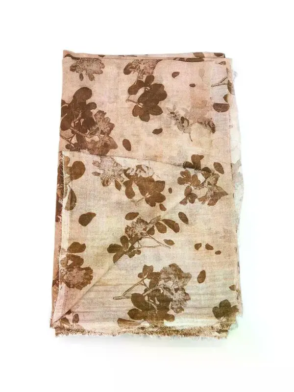 UMA WANG Floral-print Frayed Scarf