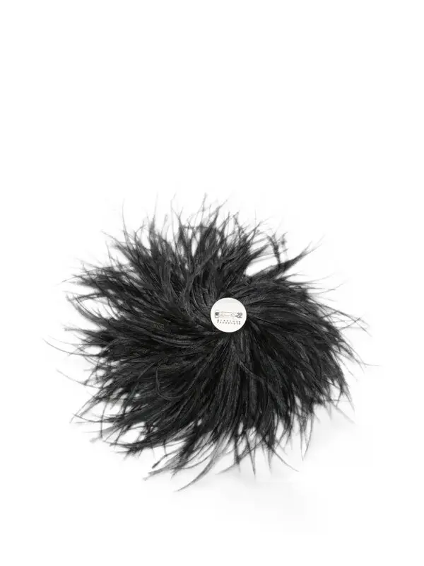 GIANLUCA CAPANNOLO Feather-embellished Brooch - Black