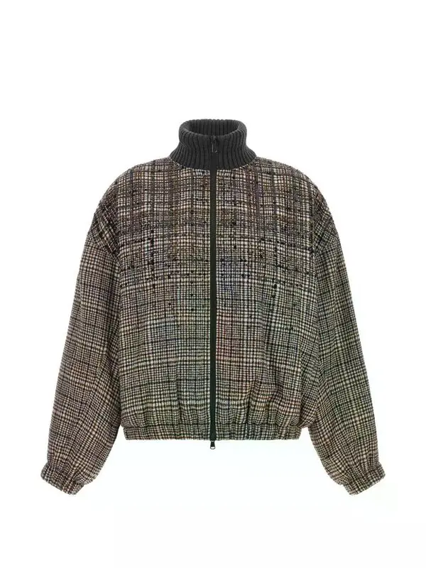 Brunello Cucinelli Sequin-embellished Check Bomber Jacket
