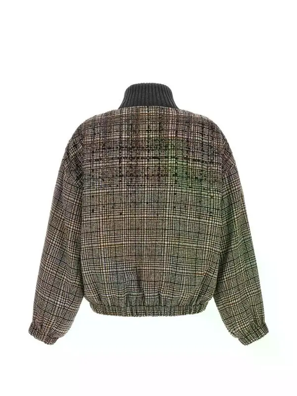 Brunello Cucinelli Sequin-embellished Check Bomber Jacket