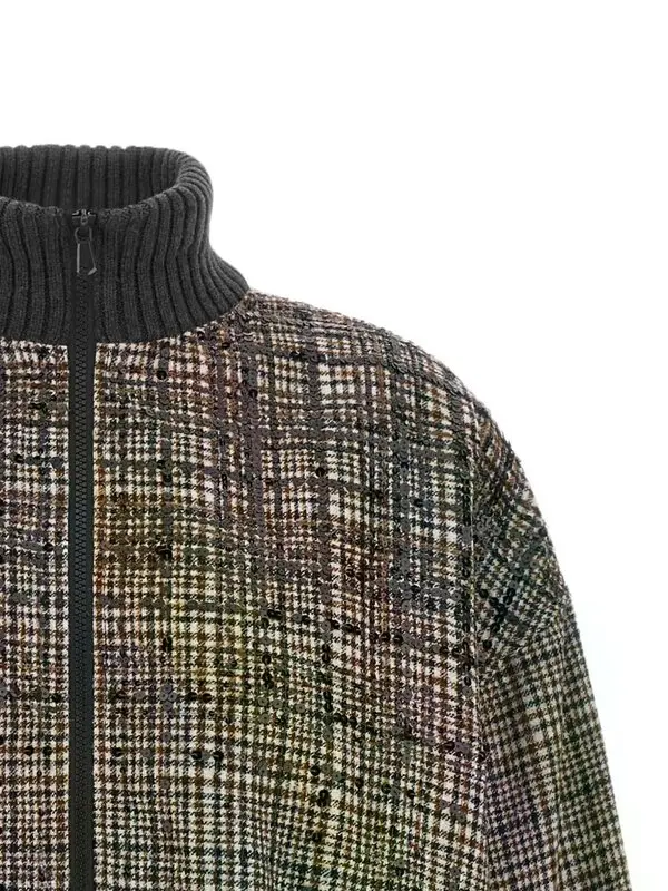 Brunello Cucinelli Sequin-embellished Check Bomber Jacket