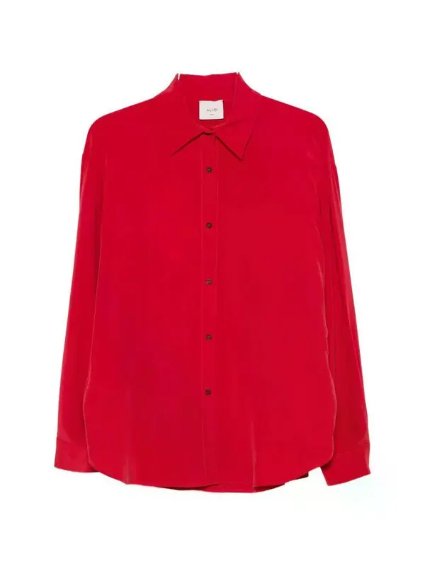 ALYSI Button-down Silk Shirt - Red