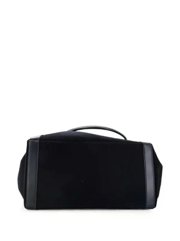 Saint Laurent Rive Gauche Open Embroidered Canvas Large Tote Bag - Black