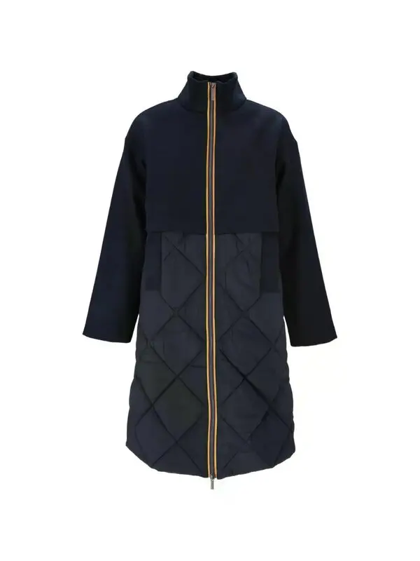 K-WAY Quilted Wool-blend Parka Coat - Blue