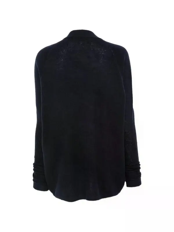 ALYSI Navy Cashmere V-neck Cardigan - Blue