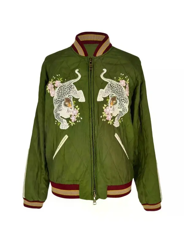 Chloé Reversible Quilted Bomber Jacket With Embroidered Detail - Green