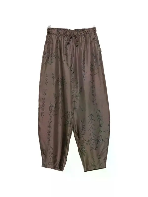 ALYSI Floral-print Silk Track Pants - Brown