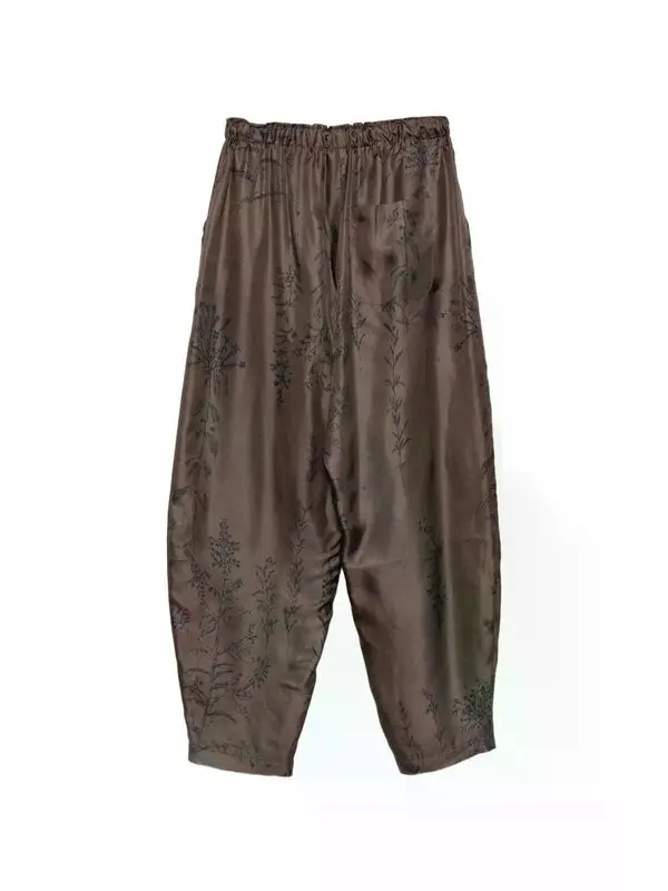 ALYSI Floral Print Silk Track Pants - Brown