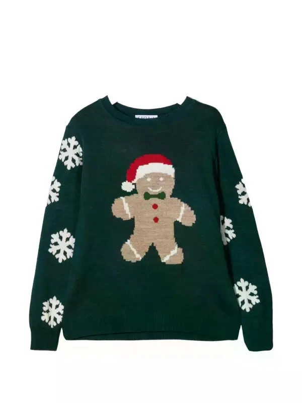 SIOLA Gingerbread Intarsia Snowflake Print Sweater