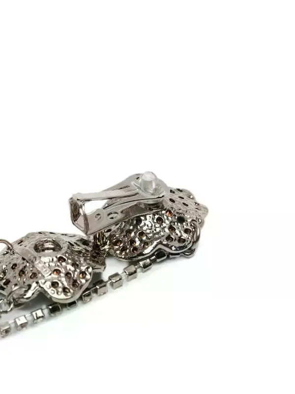Alessandra Rich Crystal-embellished Floral Motif Drop Earrings - Silver