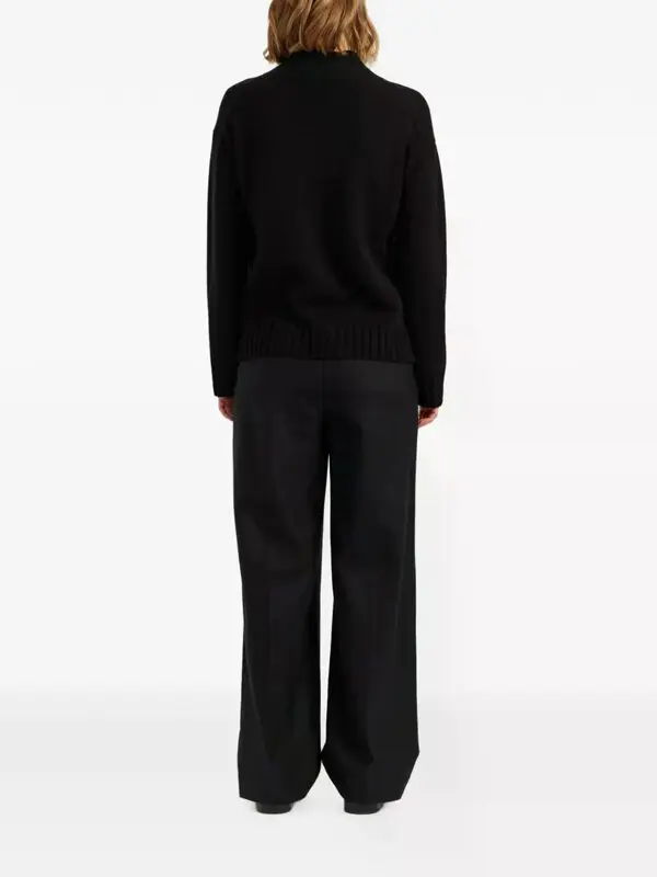 Chinti & Parker Funnel-neck Ribbed-trim Sweater - Black