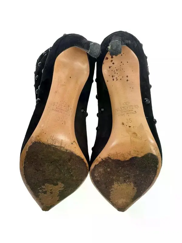 Red Valentino Studded Suede Pointed Toe Stiletto Boots