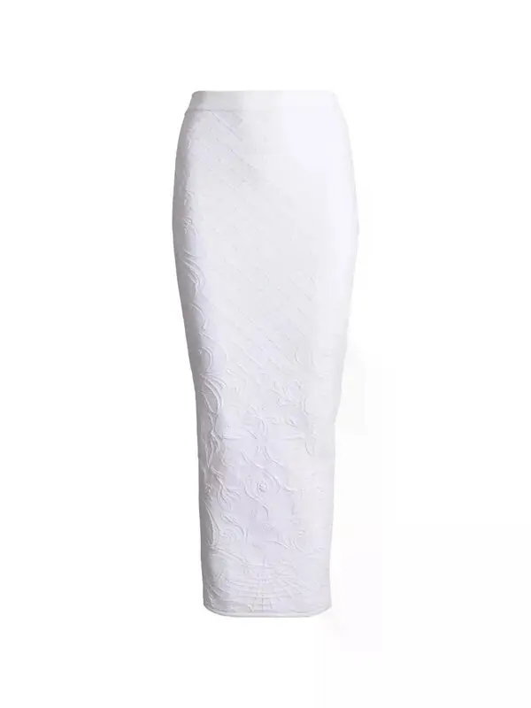 Balmain Jacquard-knit Pencil Skirt - White