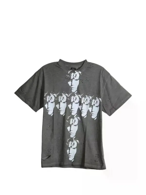 SAITOS Wormhole Distressed Graphic-print T-shirt