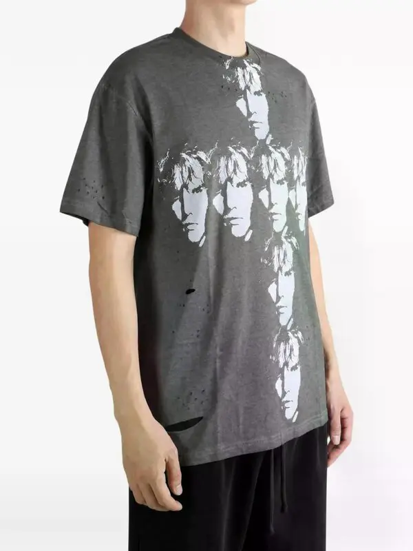 SAITOS Wormhole Distressed Graphic-print T-shirt