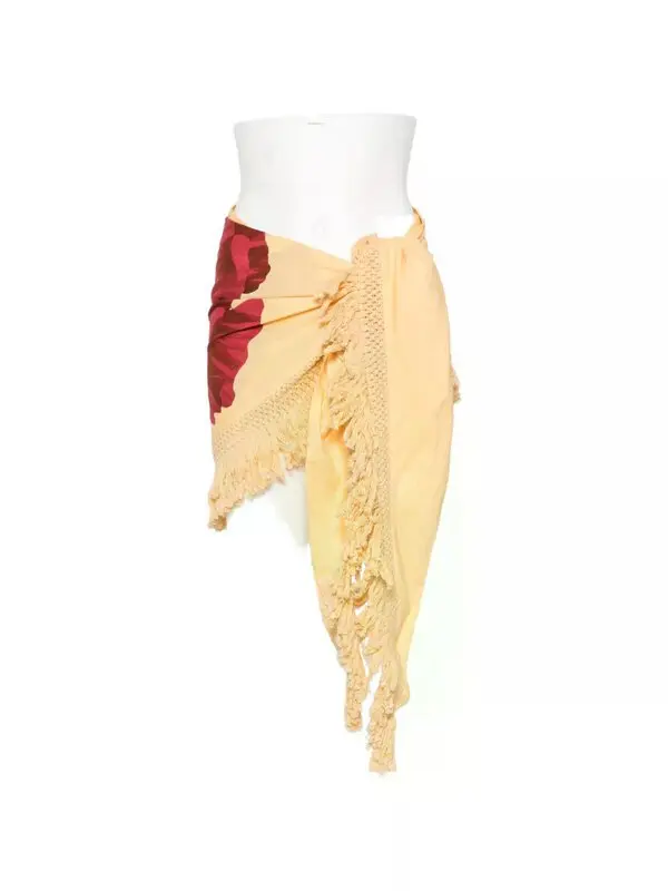 Farm Rio Floral-print Fringed-hem Sarong - Orange