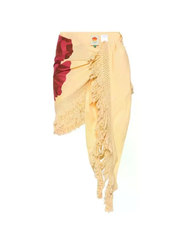 Farm Rio Floral-print Fringed-hem Sarong - Orange