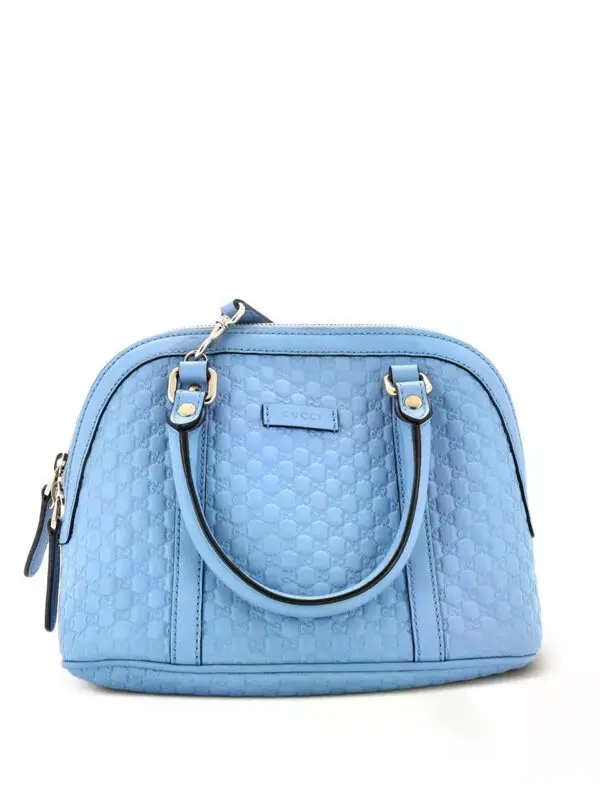 Gucci Convertible Dome Microssima Leather Mini Satchel - Blue