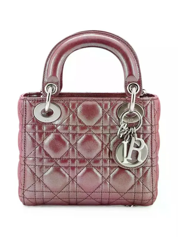 Dior Lady Chain Bag Cannage Quilt Iridescent Leather Mini Satchel - Pink