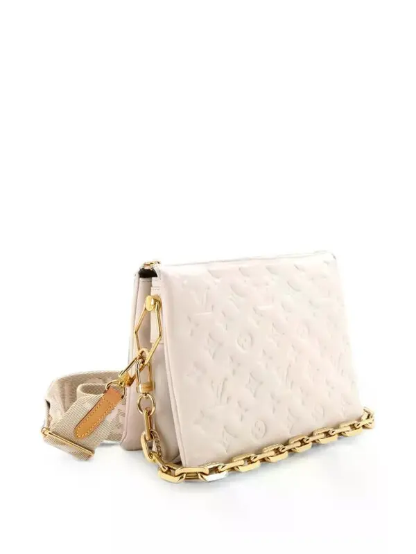 LOUIS VUITTON Coussin Pm Monogram Embossed Lambskin Crossbody Bag - White