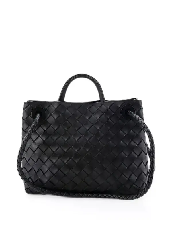 Bottega Veneta Andiamo Top Handle Bag Intrecciato Nappa Small Satchel - Black