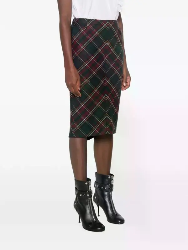 N°21 Tartan-pattern Midi Skirt
