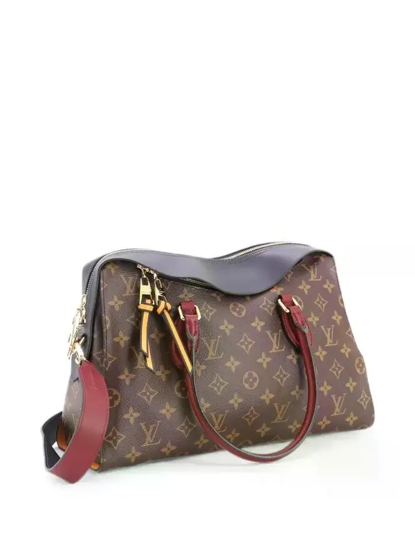 LOUIS VUITTON Tuileries Handbag Monogram Canvas With Leather Satchel - Blue