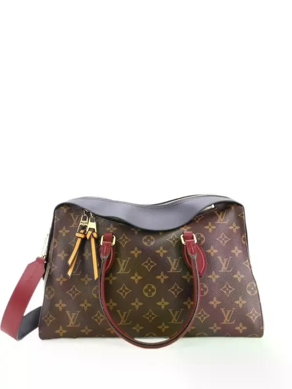 LOUIS VUITTON Tuileries Handbag Monogram Canvas With Leather Satchel - Blue