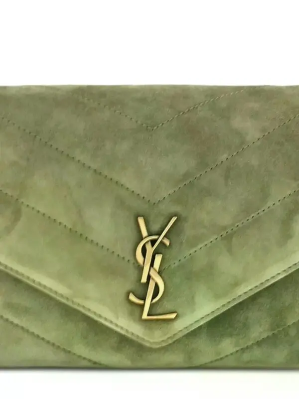 Saint Laurent Small Loulou Matelassé Suede Shoulder Bag - Green