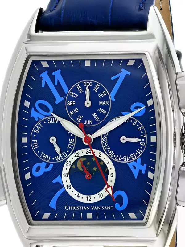 CHRISTIAN VAN SANT Grandeur 45mm Automatic Chronograph Watch With Moon Phase - Blue