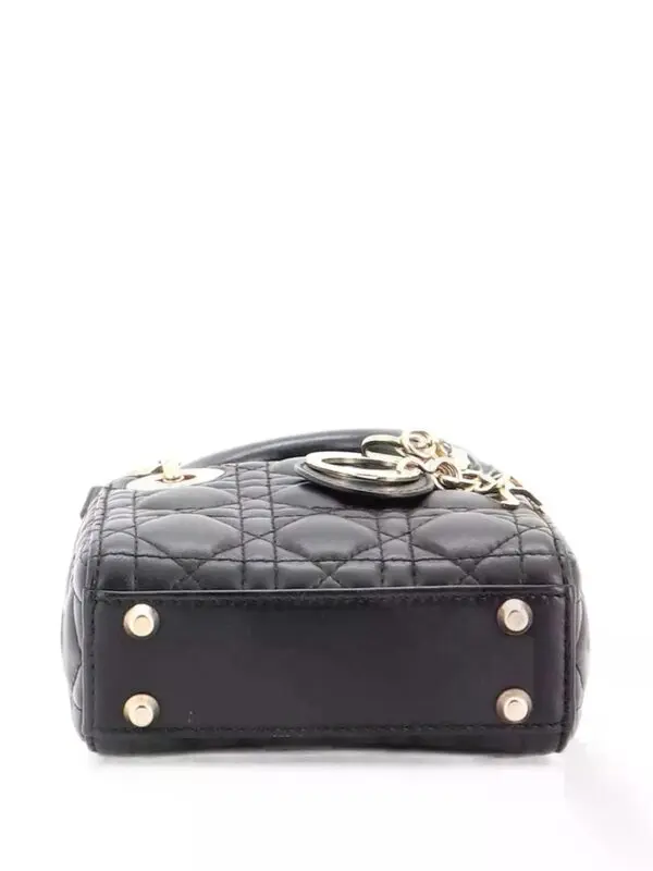 Dior Lady Bag Cannage Quilt Lambskin Micro Shoulder Bag - Black