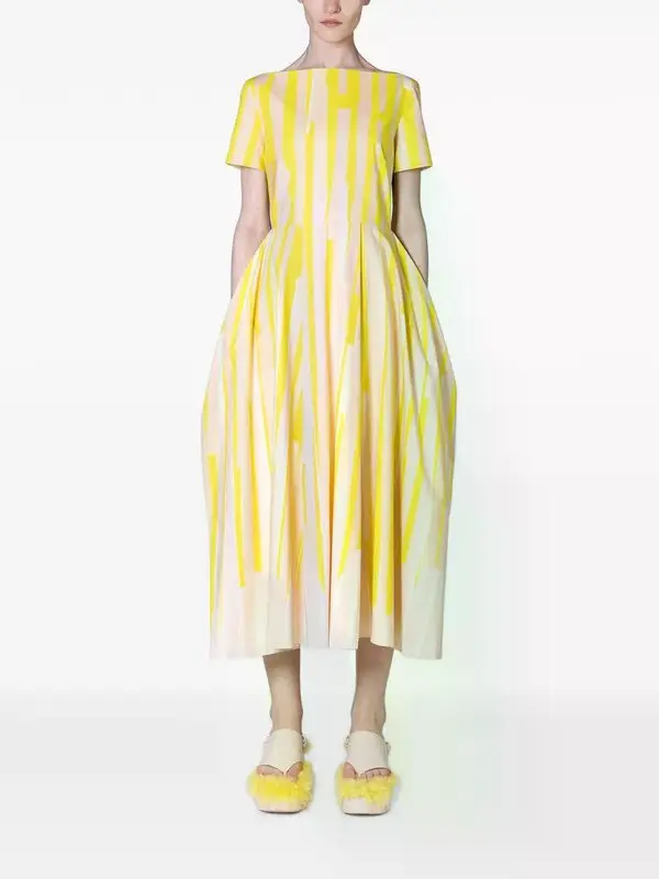 ROKSANDA Vaela Abstract-print Midi Dress - Yellow
