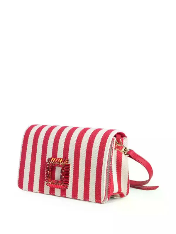 Roberto Festa Rhinestone Embellished Striped Shoulder Bag - Red