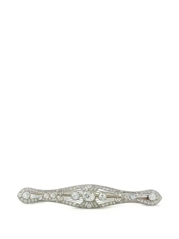 LB EXCLUSIVE 18k White Gold And Platinum Diamond Filigree Brooch - Silver