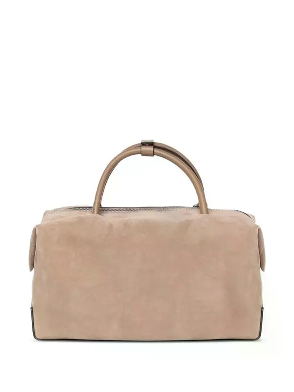 Max Mara Large Nubuck Leather Boston Bag Mud