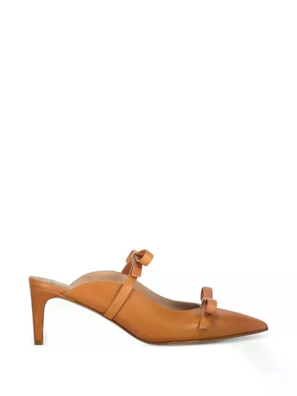 Red Valentino Bow Detail Pointed-toe Mules - Brown