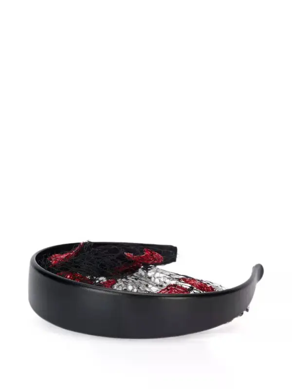 Red Valentino Sequin Heart Mesh Headband